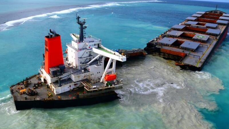 Environmental Disaster: Grounded Tanker Off Mauritius Coast Split in ...