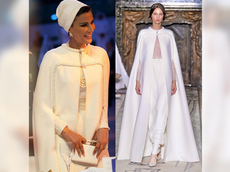 Sheikh-ing up the catwalk: HH Mozah of Qatar struts it like a royal ...