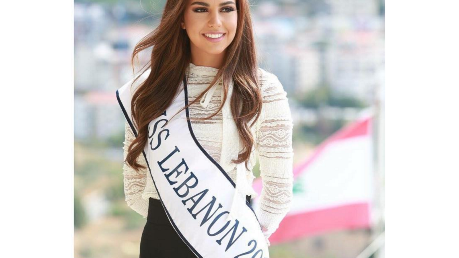 Meeting God in style? Valerie Abou Chakra wears her 'Miss Lebanon' sash ...