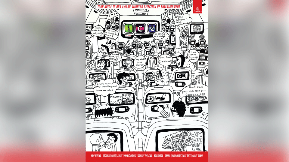 Emirates’ inflight entertainment guide features artwork by Mawaheb ...