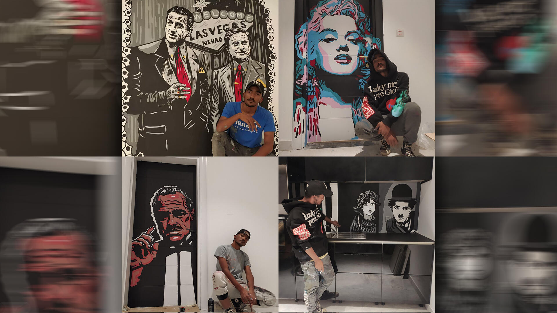 Libyan Artist Draws 4 Different Paintings at Once (Video) | Al Bawaba