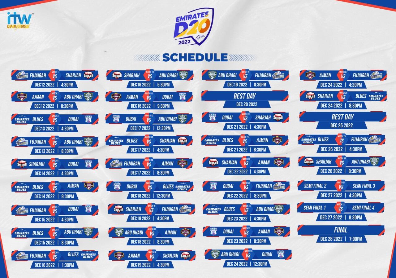 Emirates Cricket’s Domestic ‘Emirates D20 powered by Fancode’ 20-over ...