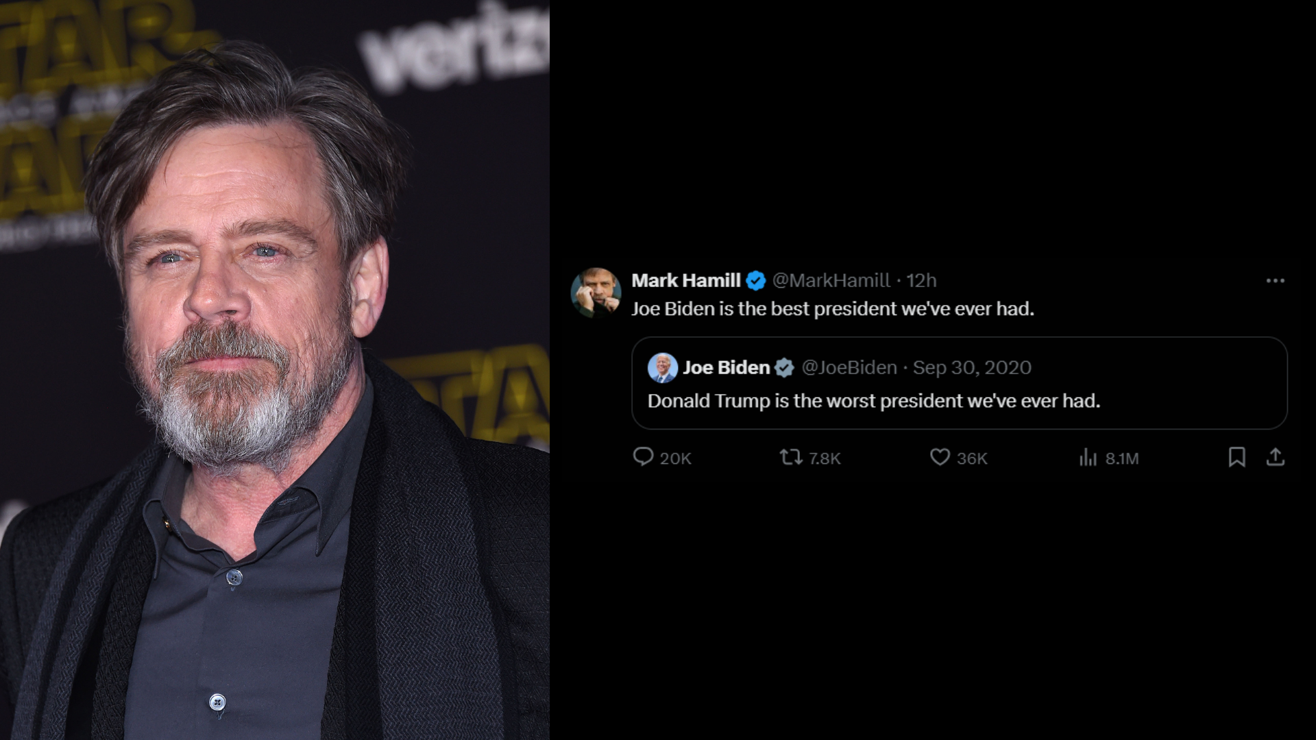 Mark Hamill: Joe Biden is the best president we've ever had | Al Bawaba