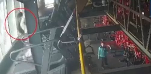 Video: Woman falls from third floor after tripping on treadmill in ...