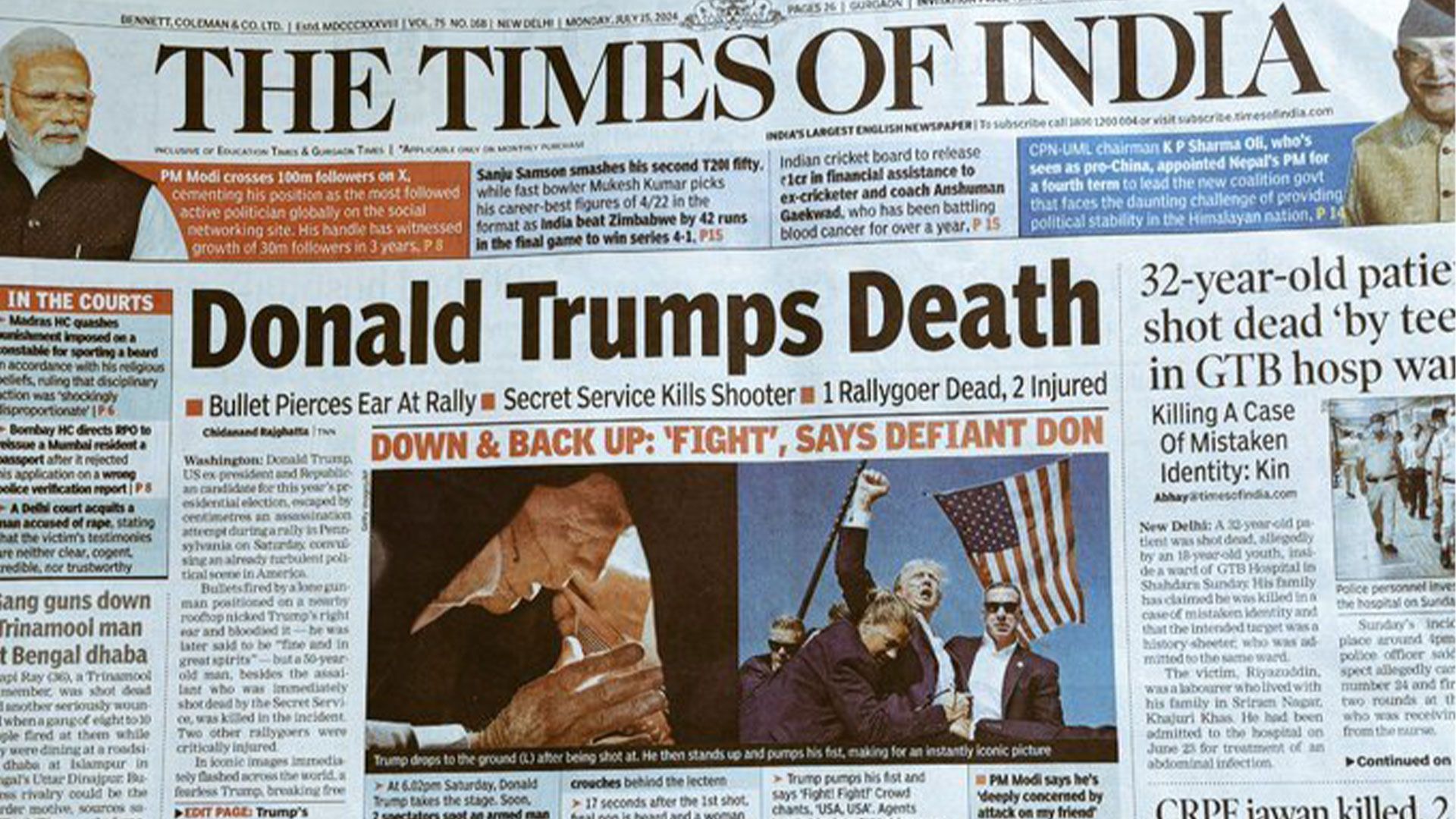 'Donald Trumps Death': The Times of India's headline sparks controversy ...