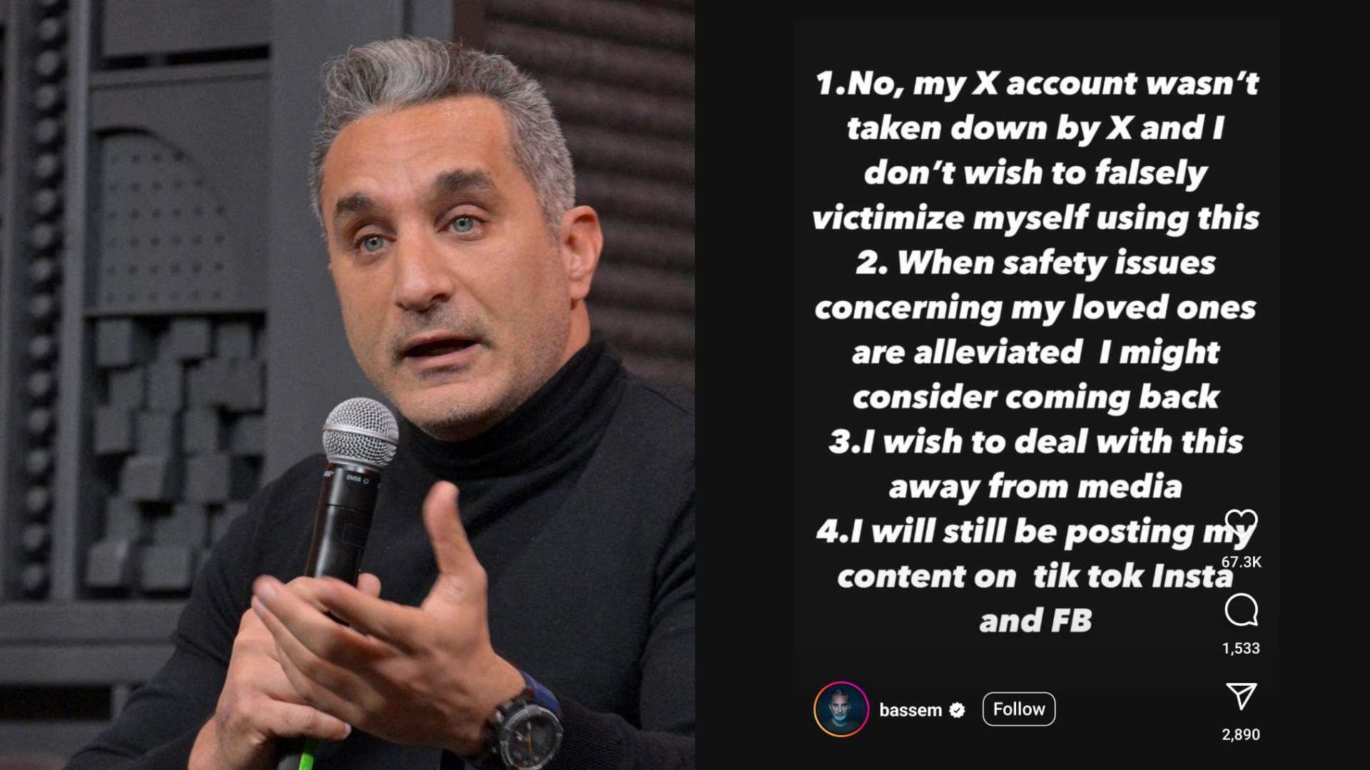 Bassem Youssef says account wasn't taken down by X | Al Bawaba