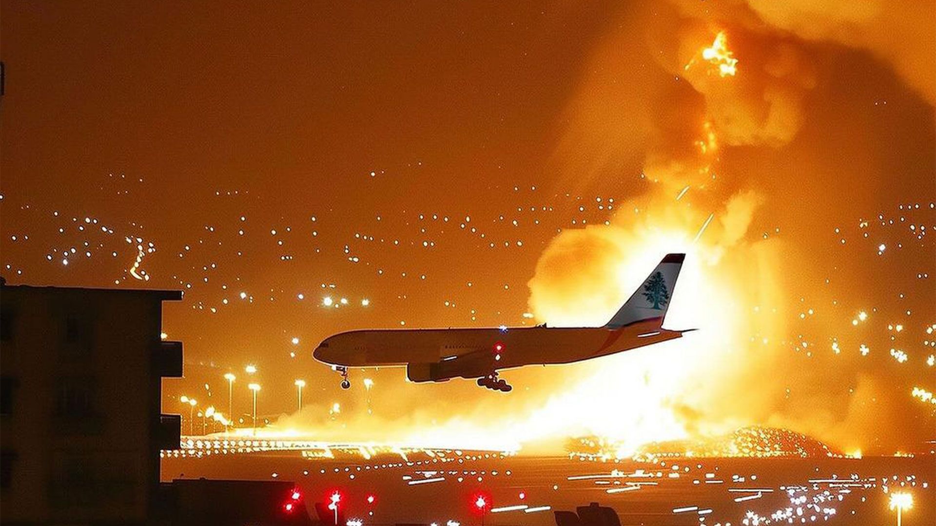Iconic photo of MEA Airlines plane landing amid Israeli bombing turns ...