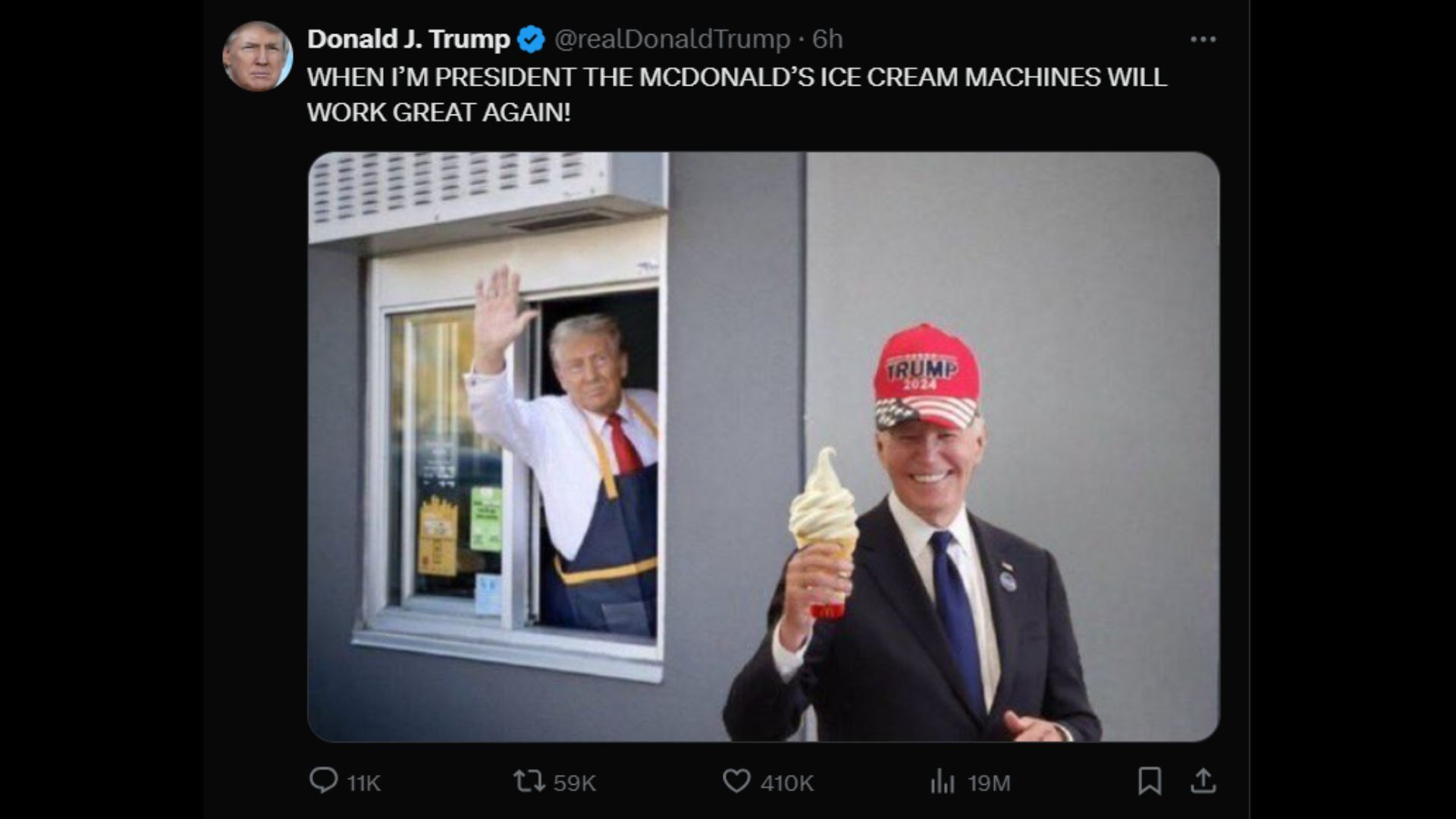 Trump vows to fix McDonald's ice cream machine while mocking Joe Biden ...