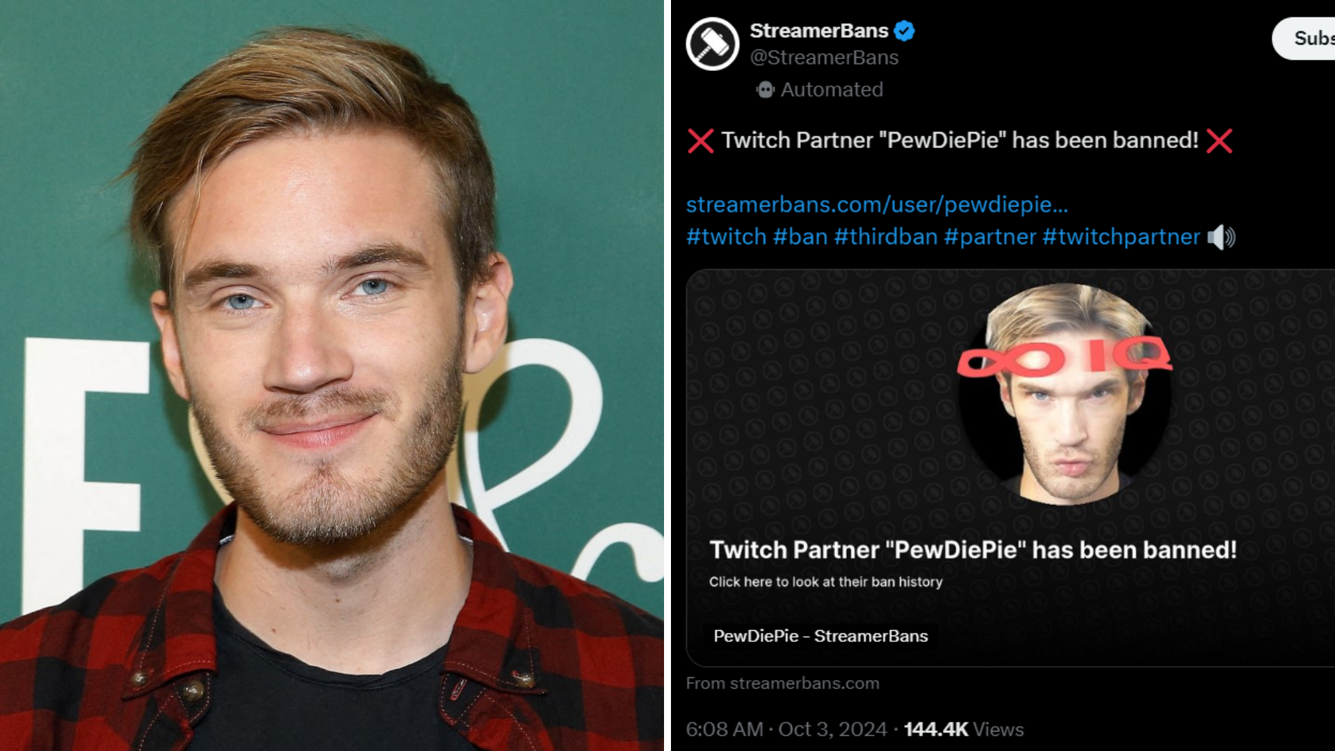 PewDiePie gets banned on Twitch while streaming a loop of old YouTube ...