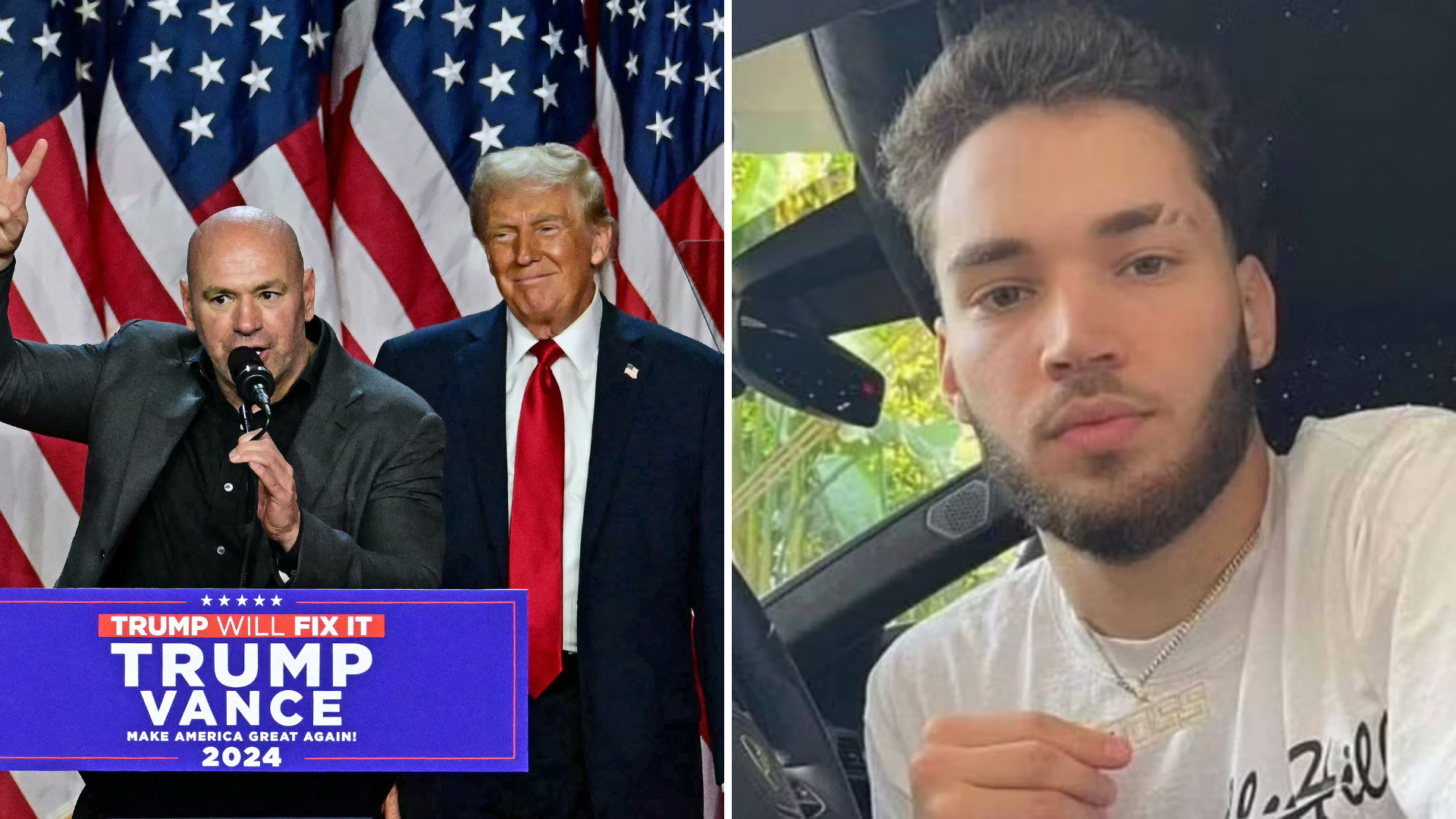 Dana White shouts out Adin Ross in Donald Trump victory speech | Al Bawaba