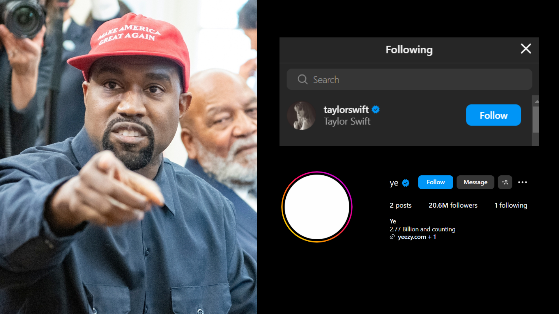 Kanye West unfollows everyone except Taylor Swift, expresses sexual ...