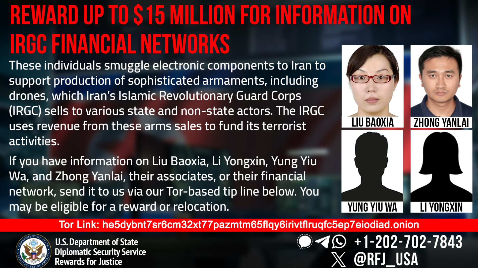 US offers $15M reward for information on Chinese nationals aiding Iran ...