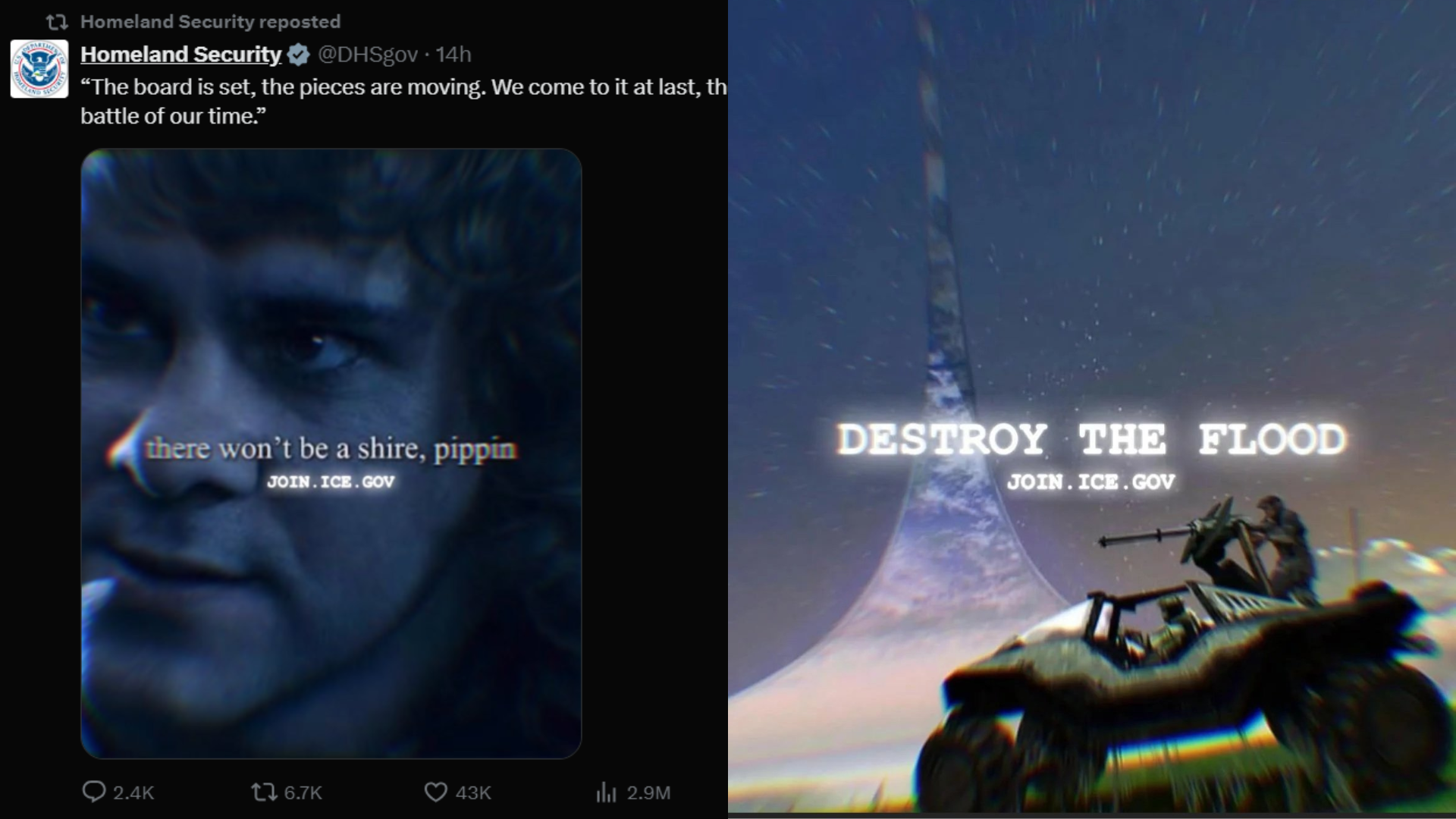 From Halo to LOTR: DHS shares new ICE recruitment ad | Al Bawaba