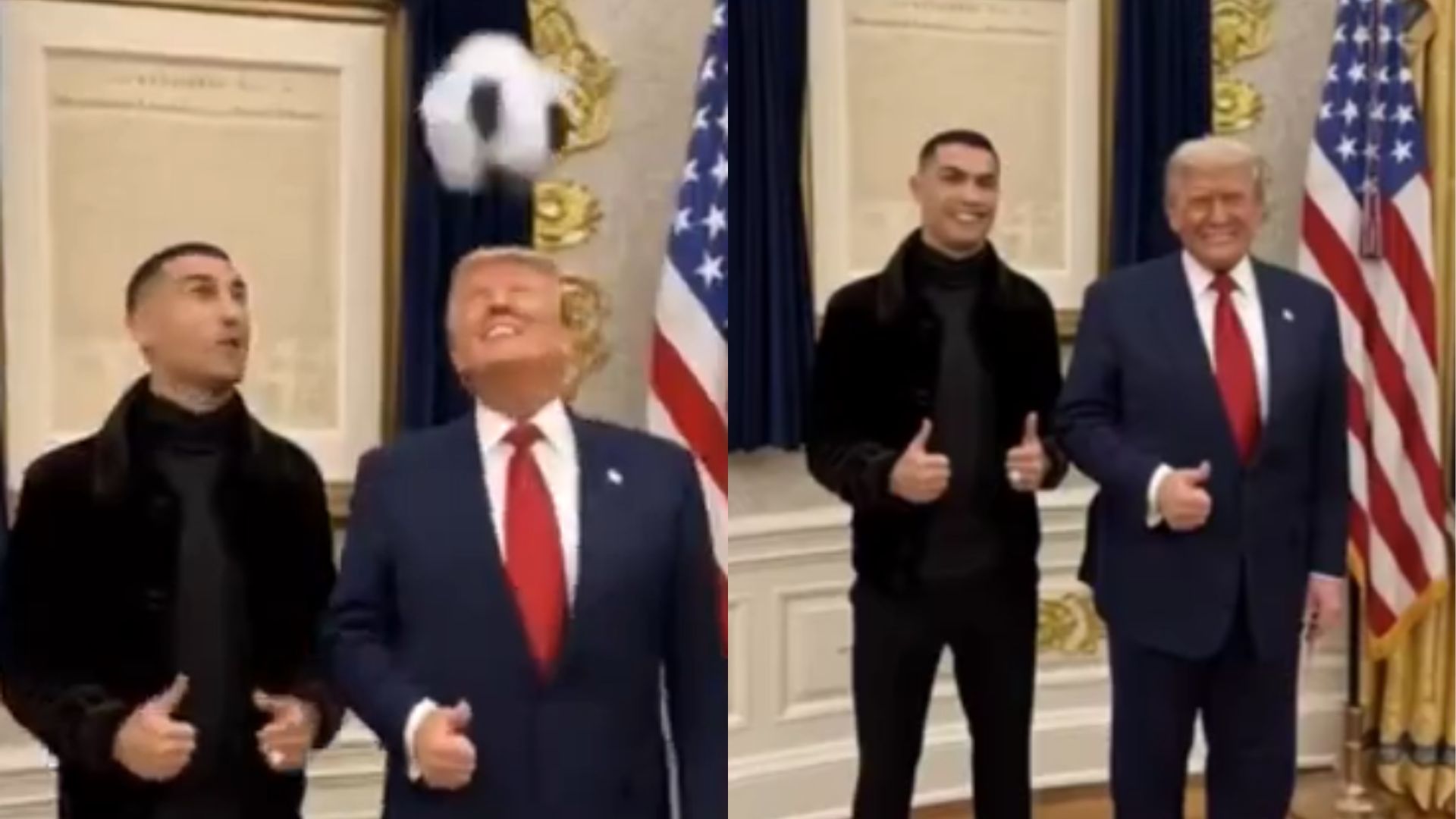 Trump shares AI video playing football with Ronaldo | Al Bawaba