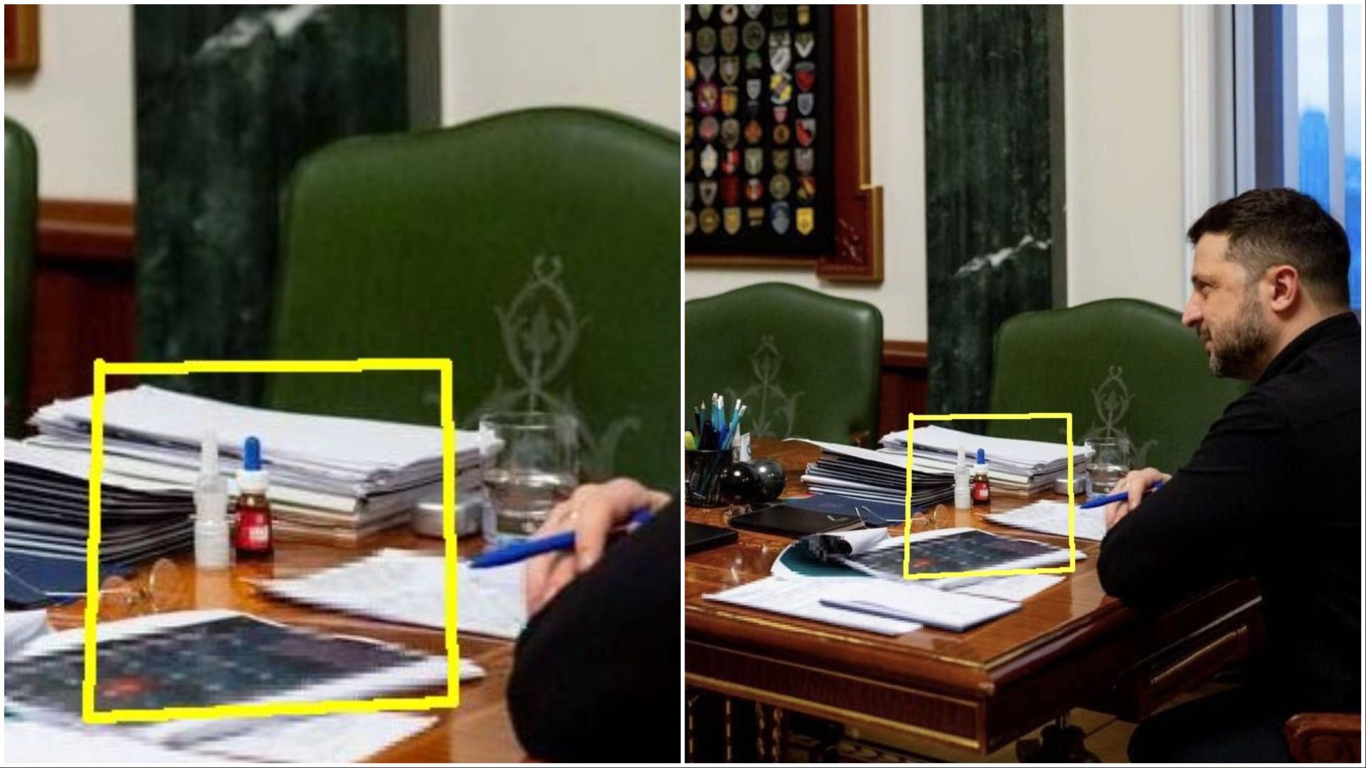 Substance on Zelensky's table draws attention. What is it? | Al Bawaba