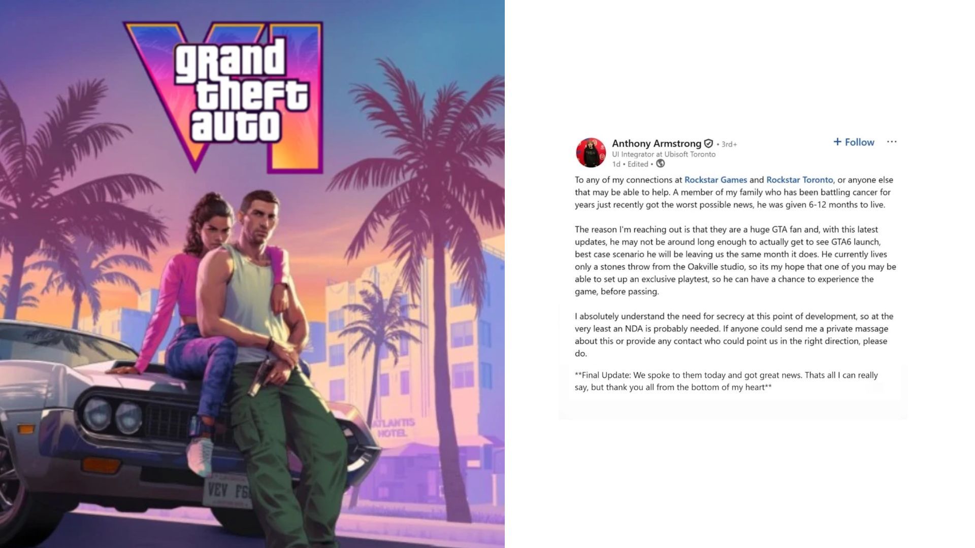 Rockstar Games might let cancer patient play GTA 6 early | Al Bawaba