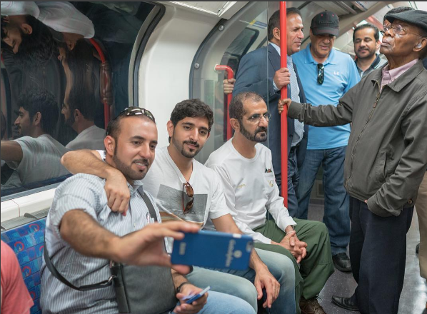 Sheikhs on a train! UAE royals slum it with commuters on the London ...