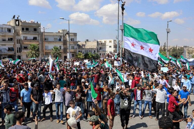 Idlib Residents Take to Streets to Protest Military Strikes by Assad ...