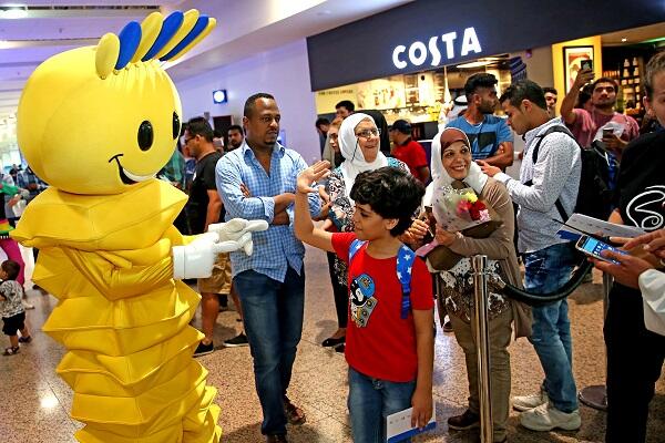 Modhesh World Mascot Welcomes Visitors From Oman at Dubai International ...
